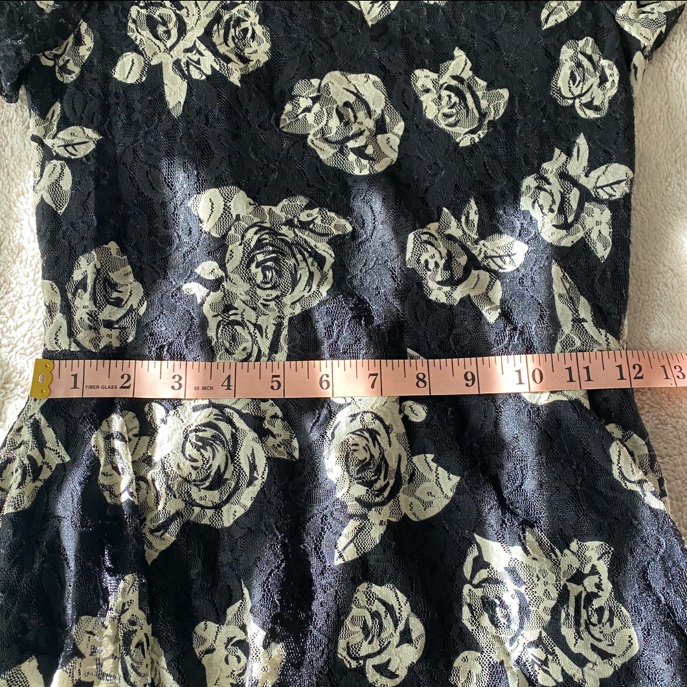 American Rag Black And White Rose Print Lace Dress Wi… - Gem